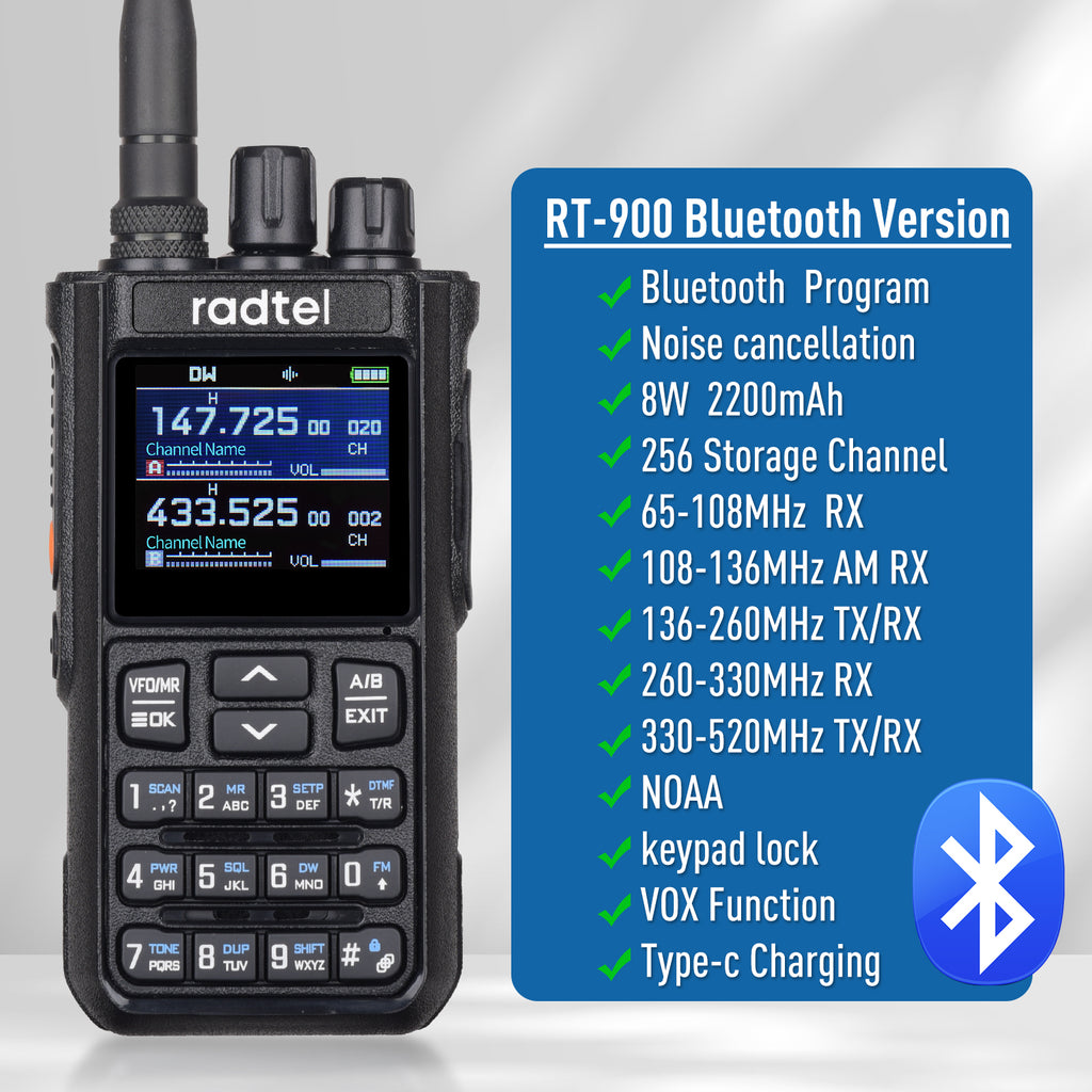 Radtel RT-900 10W Full band Ham Radio Walkie Talkie 256CH Air Band Tw ...