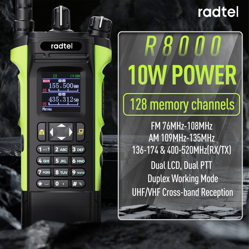Radtel R8000 136-174/400-520Mhz Ham Radio Dual Display Air Band Walki ...