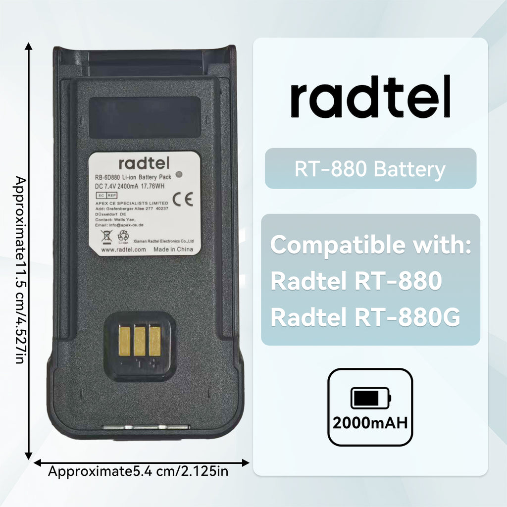 Radtel RT- 880 RT-880G Battery RT-6D IRadio UV-98 Plus Walkie Talkie L – Xiamen Radtel ...