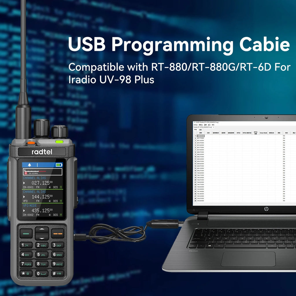 RT-880 RT-880G USB Programming cable for Radtel RT-6D Radios IRADIO UV ...