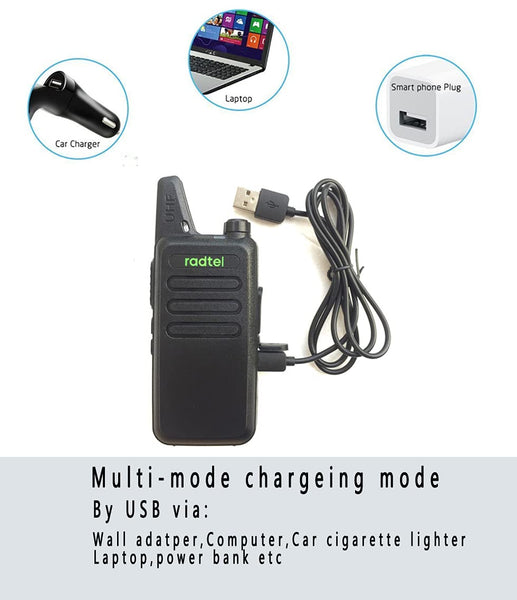 Radtel RT-10 Mini Two Way Radio Rechargeable Portable Walkie Talkie ...