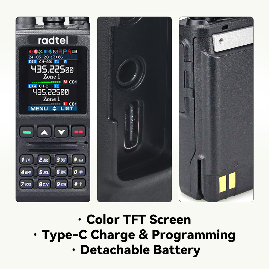 Radtel RT-7D DMR Radio UHF/VHF Dual Band Digital Analog Walkie Talkies ...