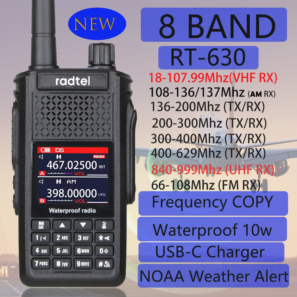 Radtel Waterproof Full Bands Amateur Ham Radio, Aviation Air Band Wal ...