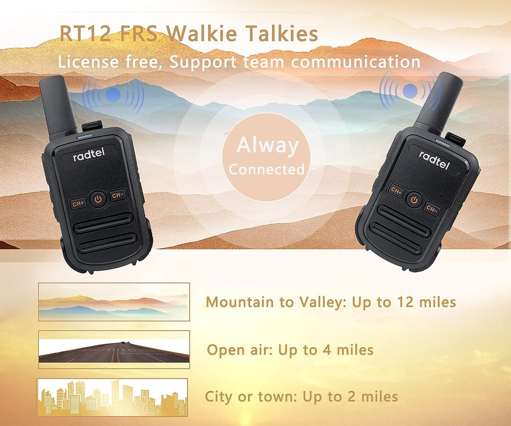 Radtel RT12 Rechargeable Walkie Talkies for Adults Long Range Handhel ...