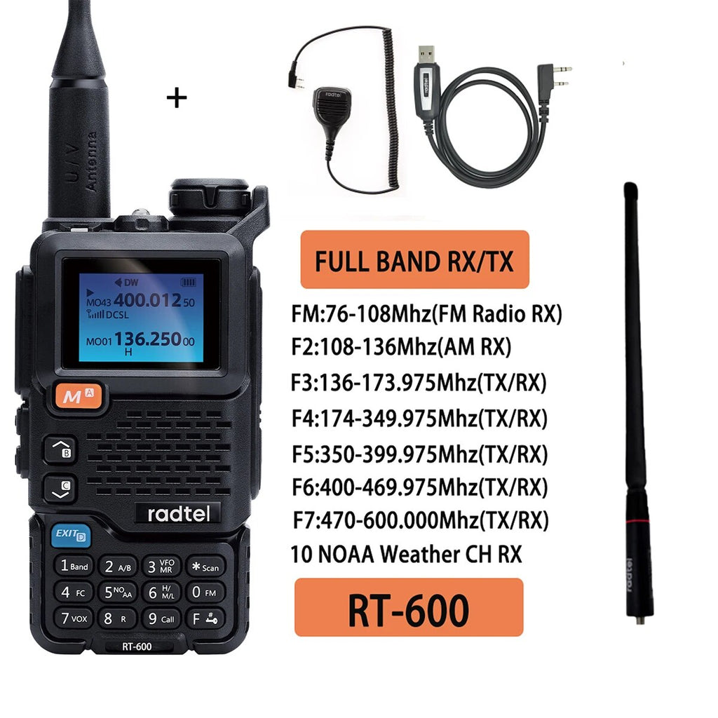 Radtel RT-600 Air Band Walkie Talkie Portable Am Fm Two Way Radio Com ...