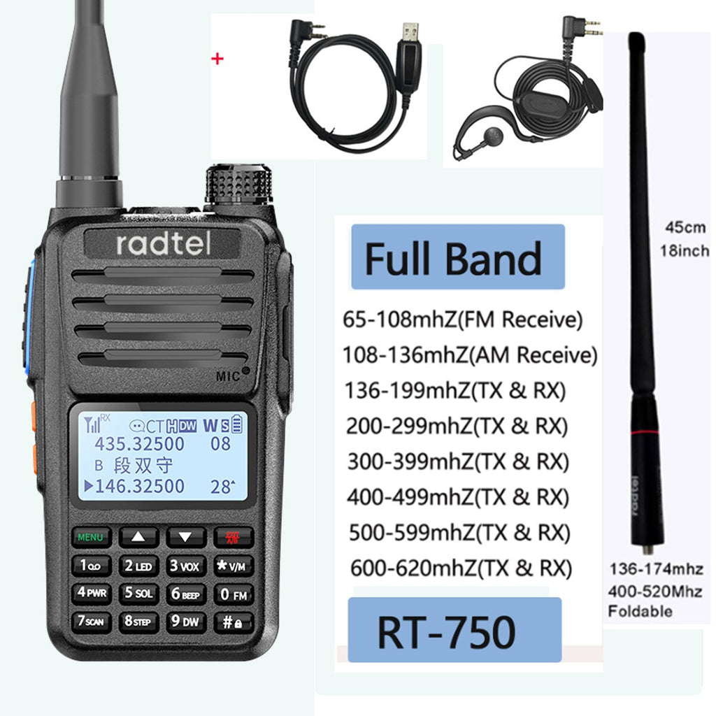Radtel RT-750 Full Band Ham HT Radio 136-620Mhz Air frequency Receive ...