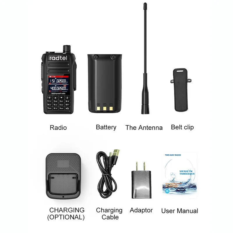 Radtel RT-495 10w IP67 Waterproof 6 Bands Amateur Ham Two Way Radio 2 ...