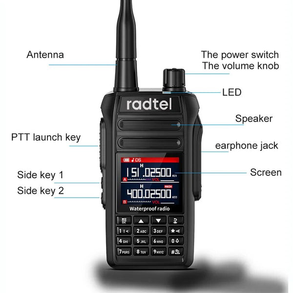 Radtel RT-495 10w IP67 Waterproof 6 Bands Amateur Ham Two Way Radio 2 ...