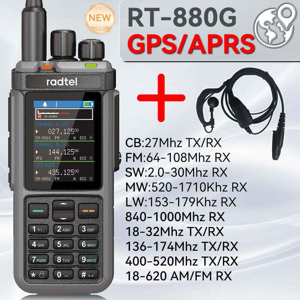 Radtel RT-880G GPS APRS 10w Multi Band Ham Radio HF UHF VHF with AM USB ...
