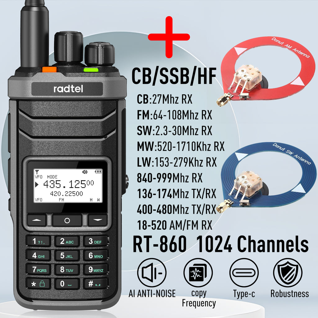 Radtel RT-860 Multi Band HF/UHF/VHF Ham Radio 18-1000Mhz AM/USB/LSB/CW ...
