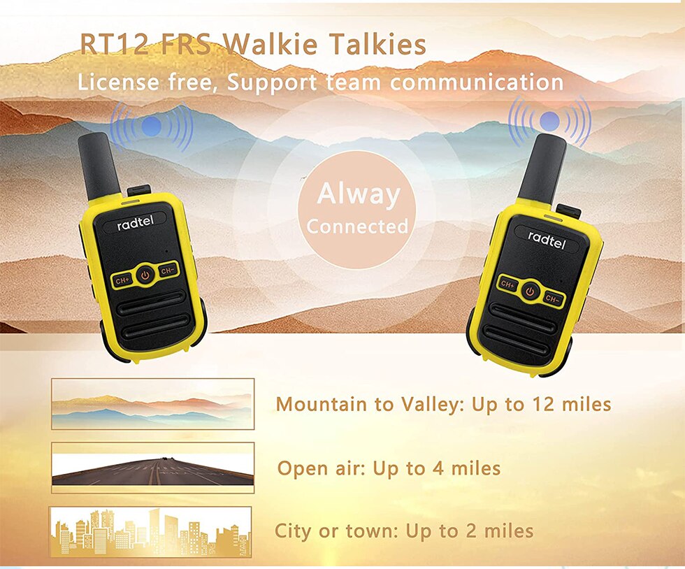 Radtel RT12 PMR/FRS Portable Two Way Radio Communicator Walkie-Talkies