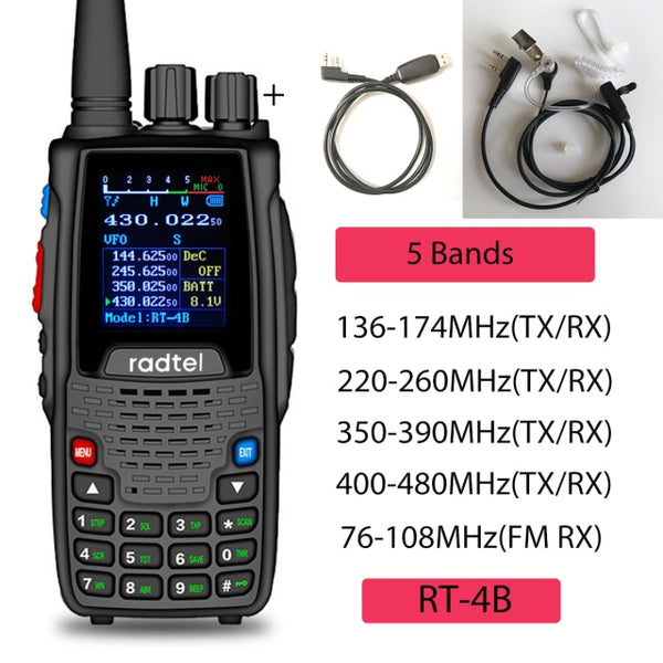 Radtel RT-4B 5 Bands Amateur Two Way Radio 200CH Ham Walkie Talkie VOX